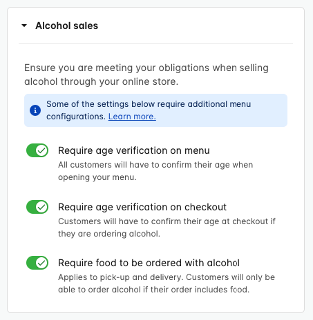 Adding age verification and controlling alcohol sales
