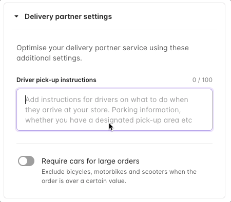 Adding instructions for delivery drivers
