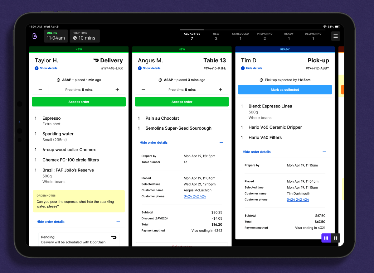 Using the Bopple Orders Manager
